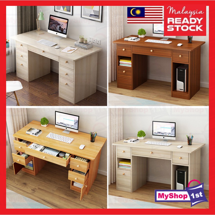 Study Deck Writing Desk Office Table With Drawer Computer Desktop Table ...