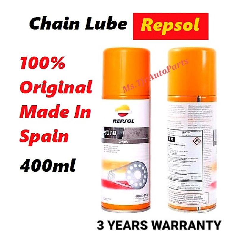 CHAIN LUBE REPSOL 100% ORIGINAL SPRAY RANTAI MOTORCYCLE 400ML HEAVY ...