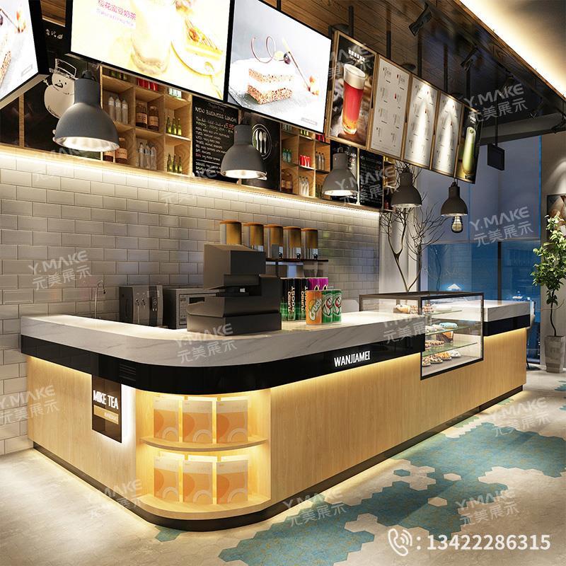 2021 Milk tea shop bar counter arc cashier counter coffee shop front ...