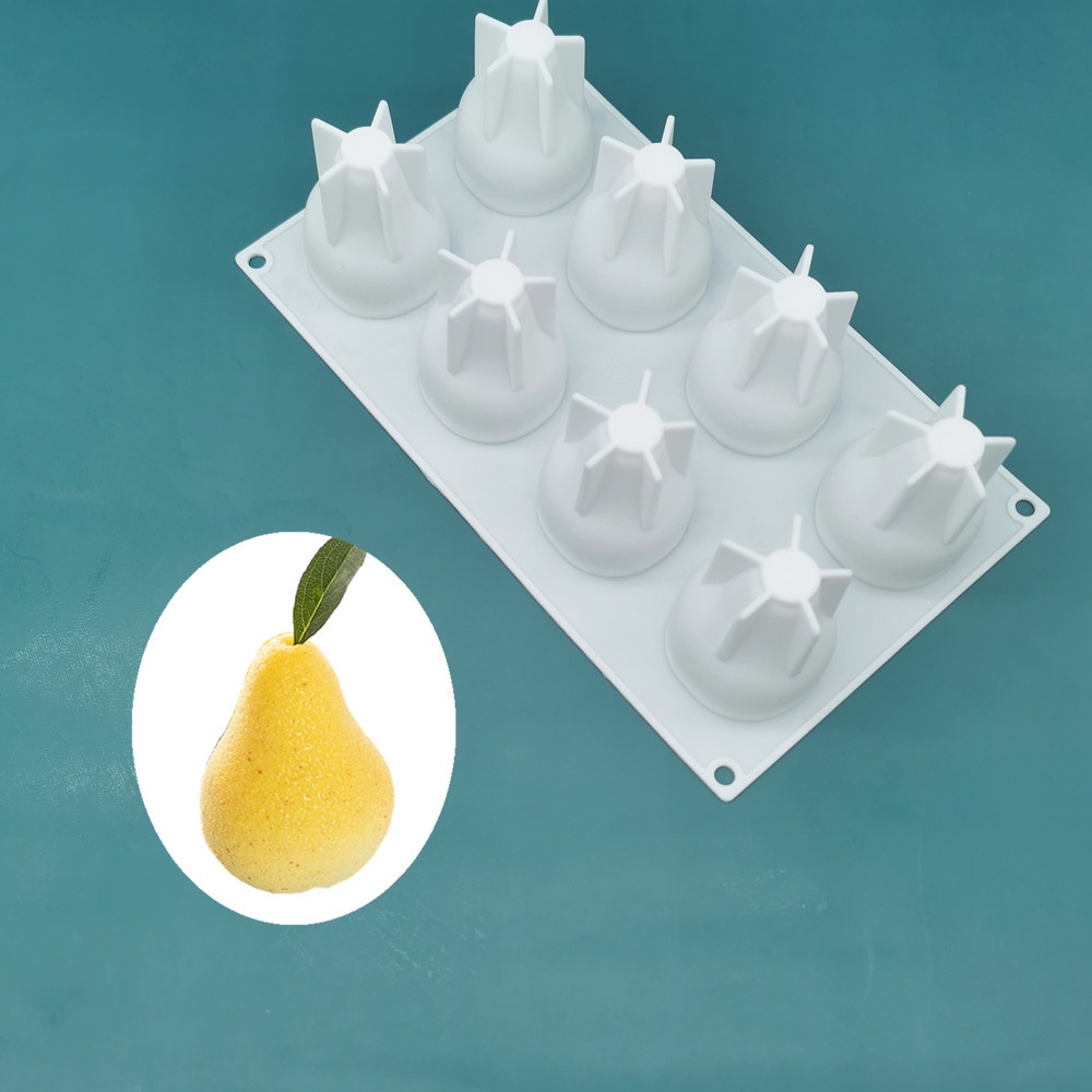 8 cavity pear silicone mold French fruit mousse cake mold dessert ...