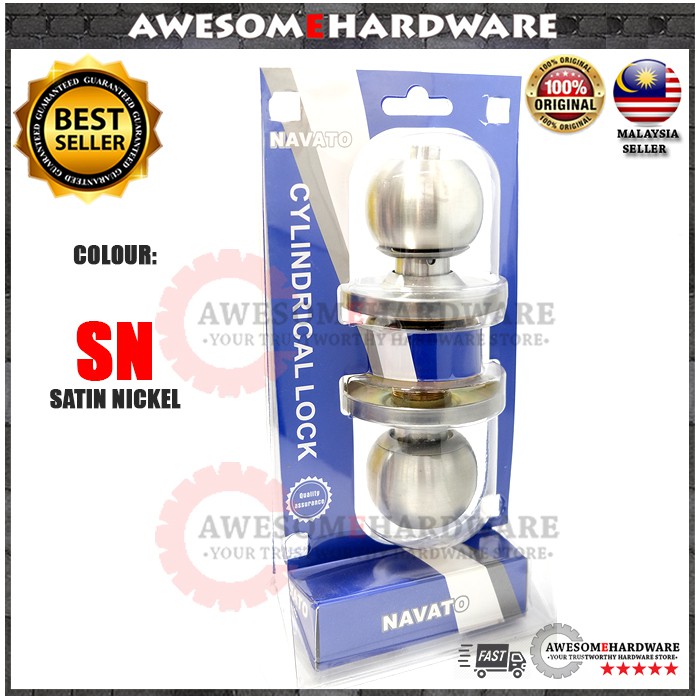 NAVATO/MEWAH HEAVY DUTY CYLINDRICAL DOOR LOCK DOOR KNOB TOMBOL PINTU ...