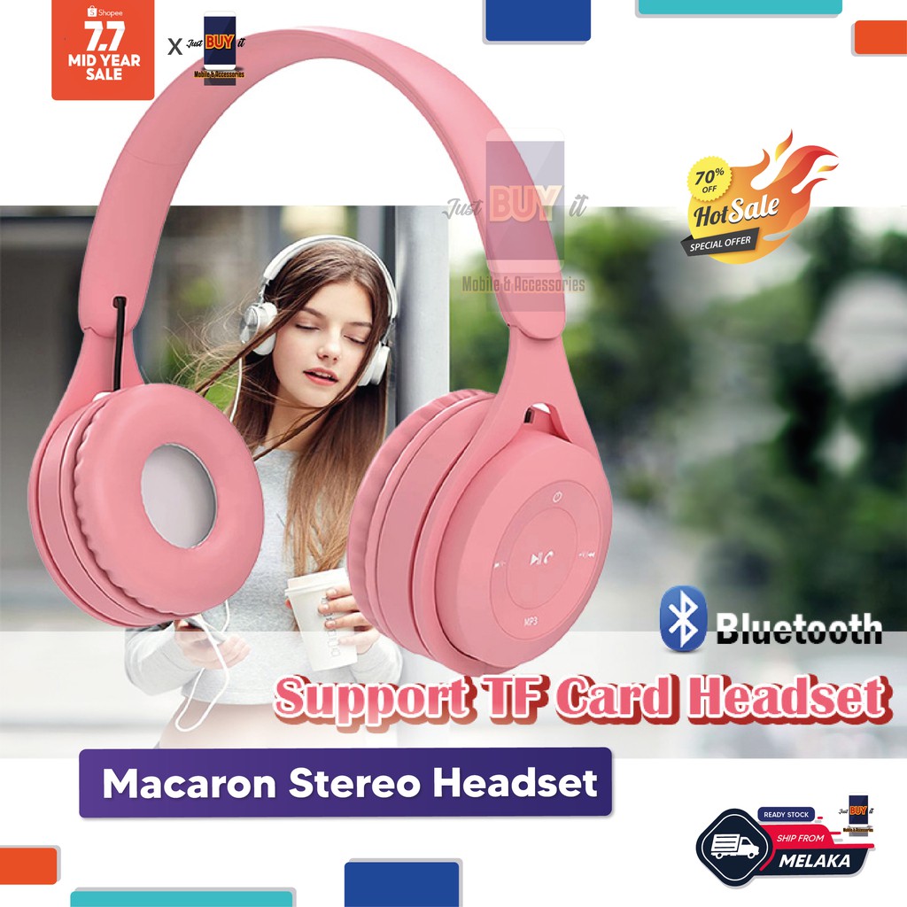 Headsets Headphones Sound HiFi Stereo Macaron LED Wireless with ...
