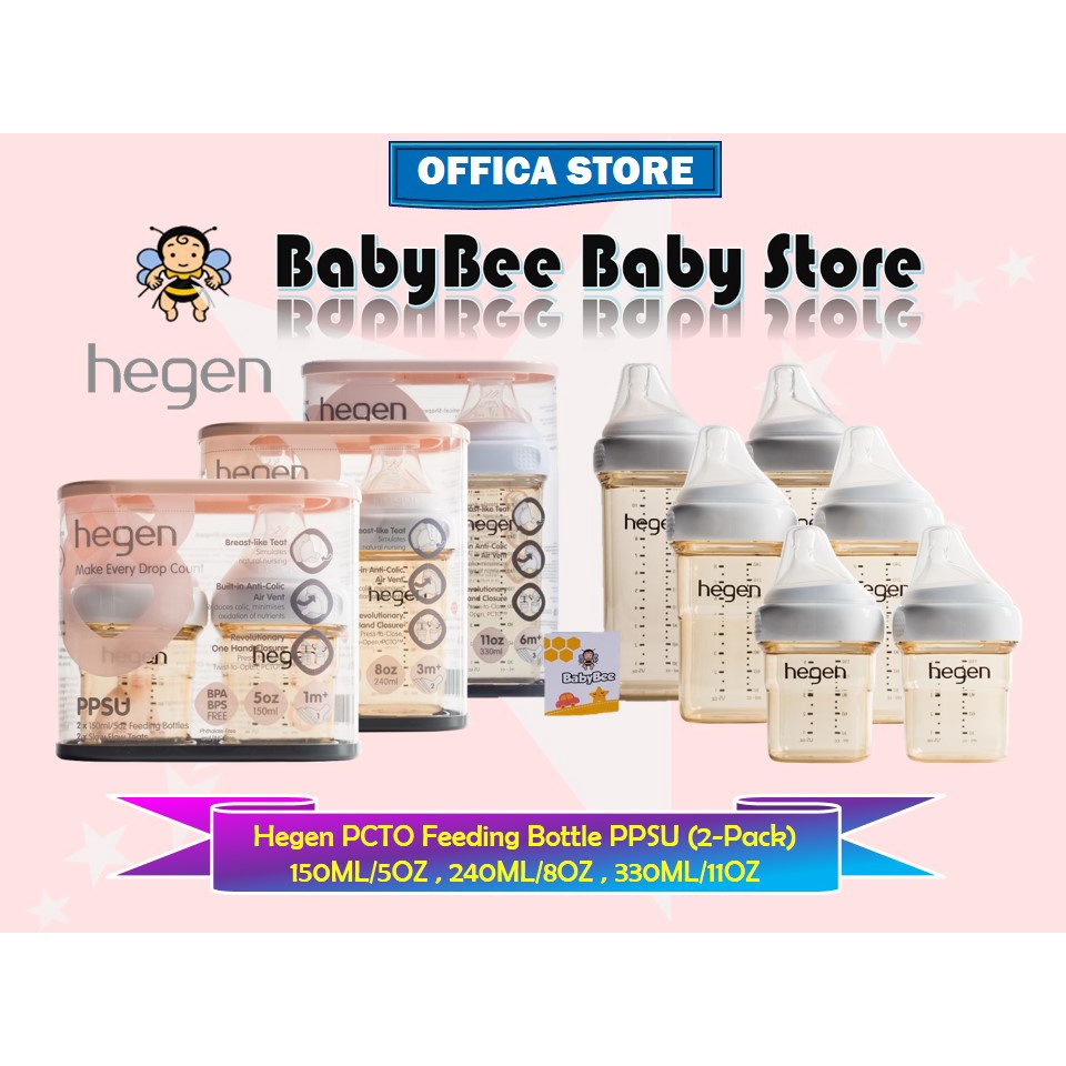 Hegen PCTO Feeding Bottle PPSU 150ML / 240ML / 330ML (2-Pack) | Shopee Malaysia