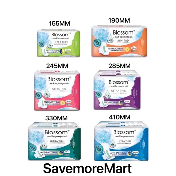 Blossom Ultra Thin/Mini Pad Anti-Bacterial&Neutralises Odour | Shopee ...
