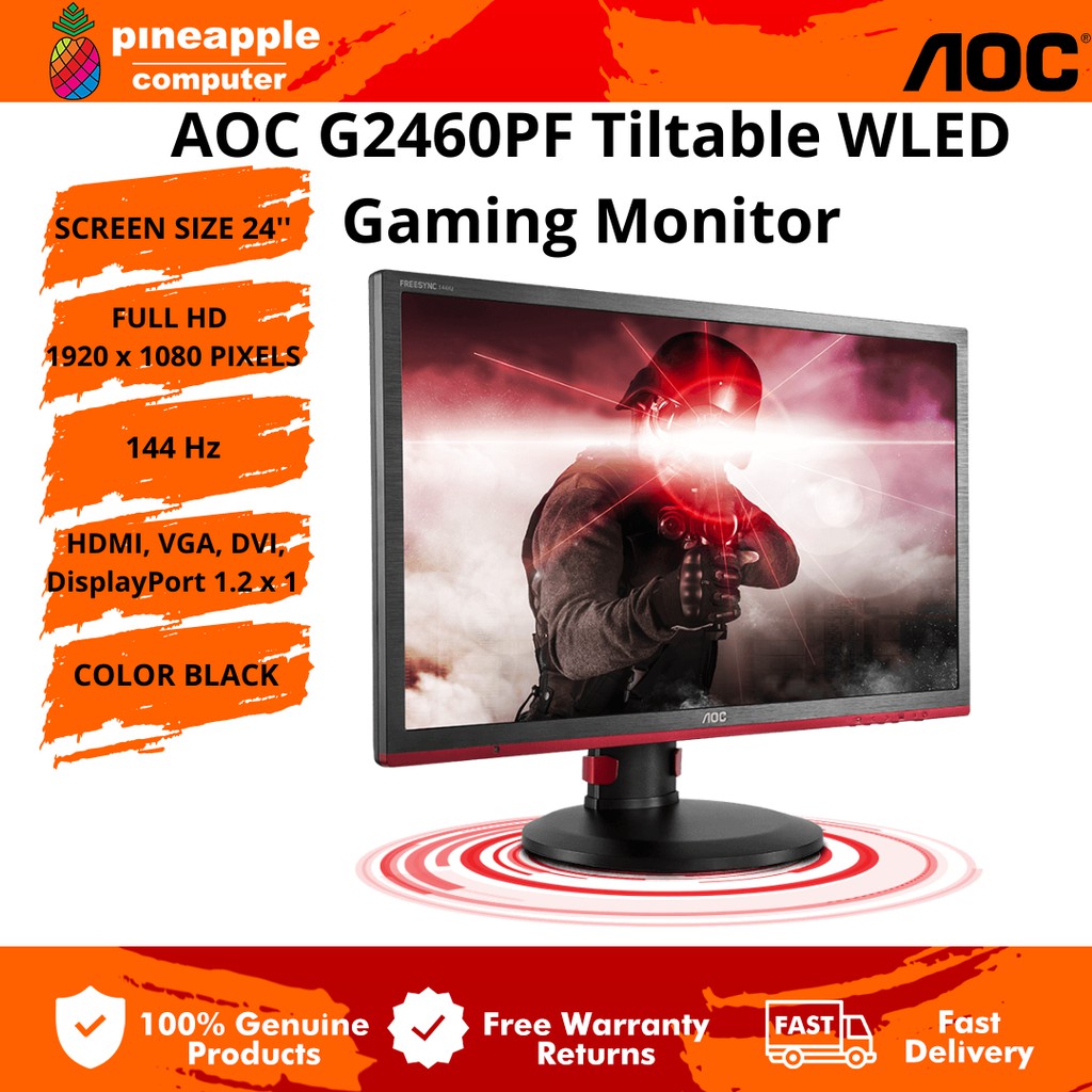 AOC G2460PF Tiltable WLED Gaming Monitor (24"/TN/FHD/144Hz/1ms ...