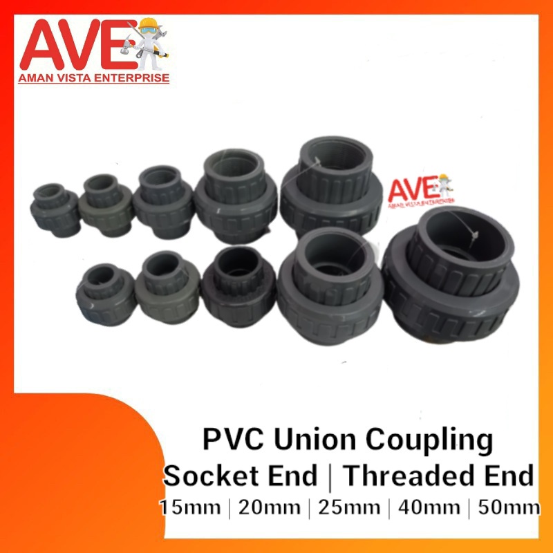 PVC Union Coupling Socket End or Threaded End 15mm (1/2") | 20mm (3/4 ...