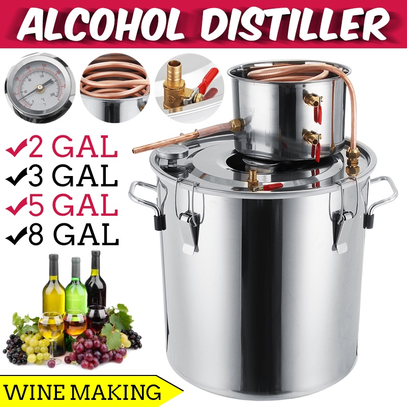 Efficient 2/3/5/8GAL Distiller Moonshine Alcohol Distiller Stainless ...