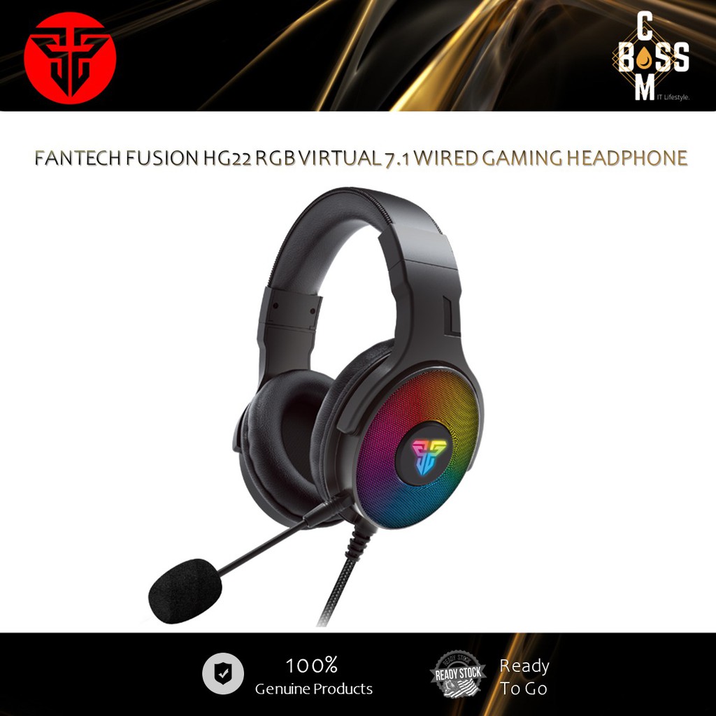 *ORIGINAL* FANTECH FUSION HG22 RGB VIRTUAL 7.1 WIRED GAMING HEADPHONE ...