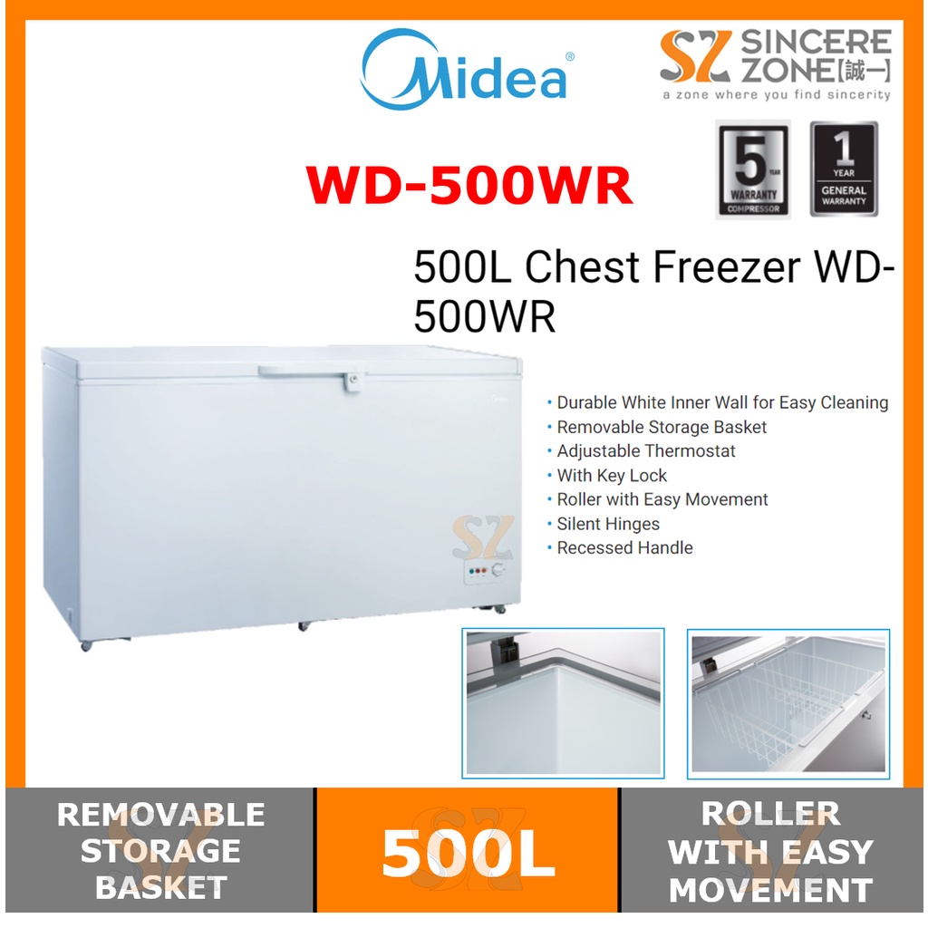 Midea WD-500WR Chest Freezer 500L (WD500WR) | Shopee Malaysia