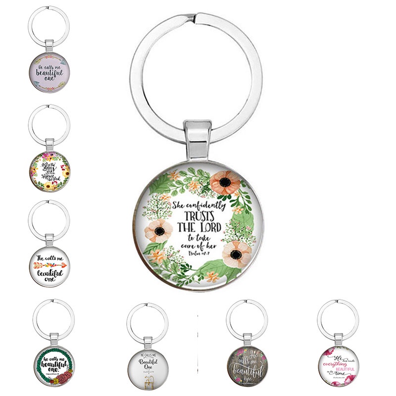 The latest 25mm handmade fashion he called me beautiful keychain glass ...