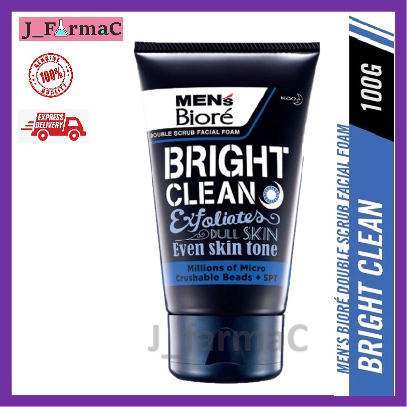 Men's Biore Double Scrub Facial Foam Bright Clean 100g | Shopee Malaysia