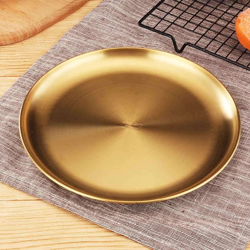 LUXURY STAINLESS STEEL GOLD ROUND KOREA PLATE / SERVING PLATE / DINNER ...