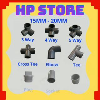PVC Fitting PVC Pipe Joint Connector 3, 4, 5 Way PVC Elbow Socket Elbow Tee End Cap Penyambung ...