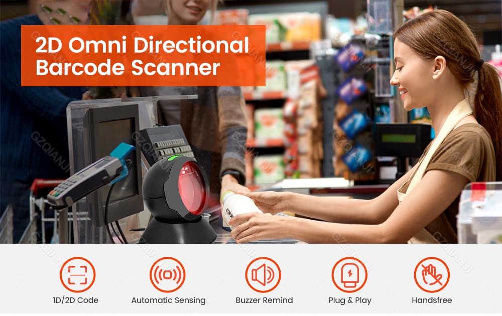 Desktop 1D 2D Barcode Scanner Image Platform Scan QR Code Reader With ...