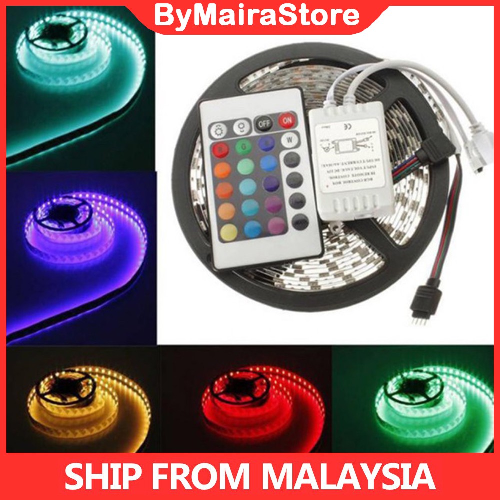 BMS WATERPROOF COLORFUL LED STRIP LIGHT SMD 300 LEDS 24 KEY REMOTE 12V ...