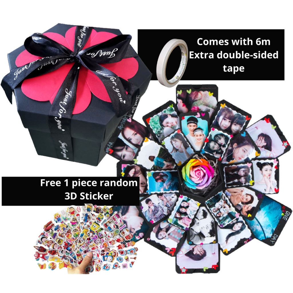 DIY Explosion Memory Box Giftbox Hexagonal 14.3cmx23 custom Polaroid ...