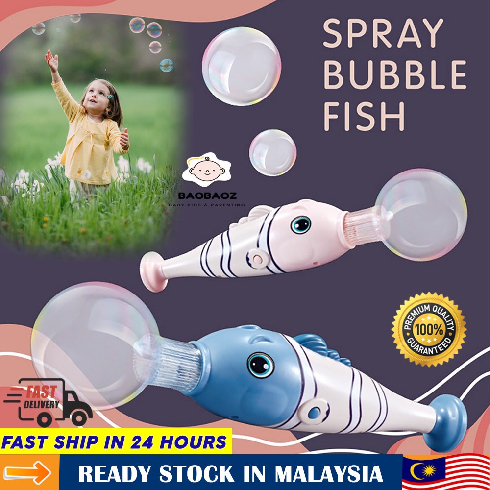 Magic Bubble Fish Wand Elastic Bubble Smoke Fog Spray Blaster Blowing ...