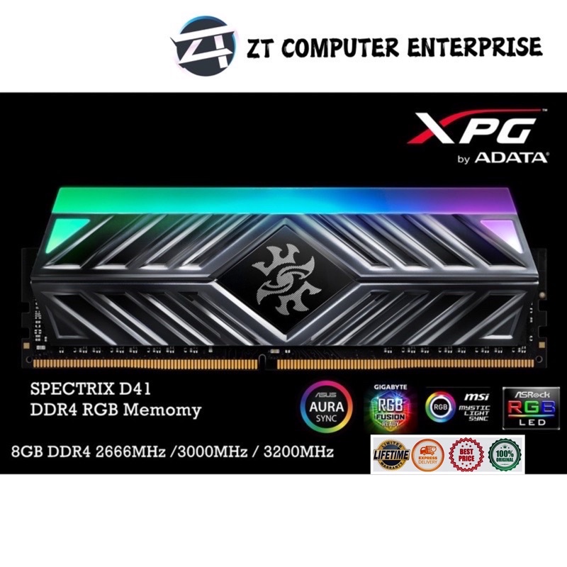 ADATA XPG SPECTRIX D41 RGB 3200MHz DDR4 8GB GAMING PC RAM | Shopee Malaysia