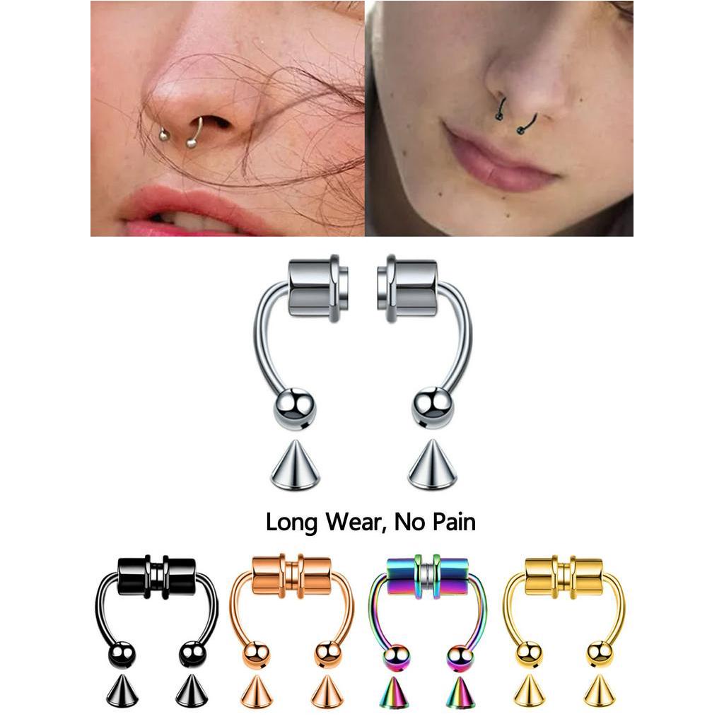 2pcs Set Magnetic Septum Nose Rings No Pierced Fake Septum Ring Fake