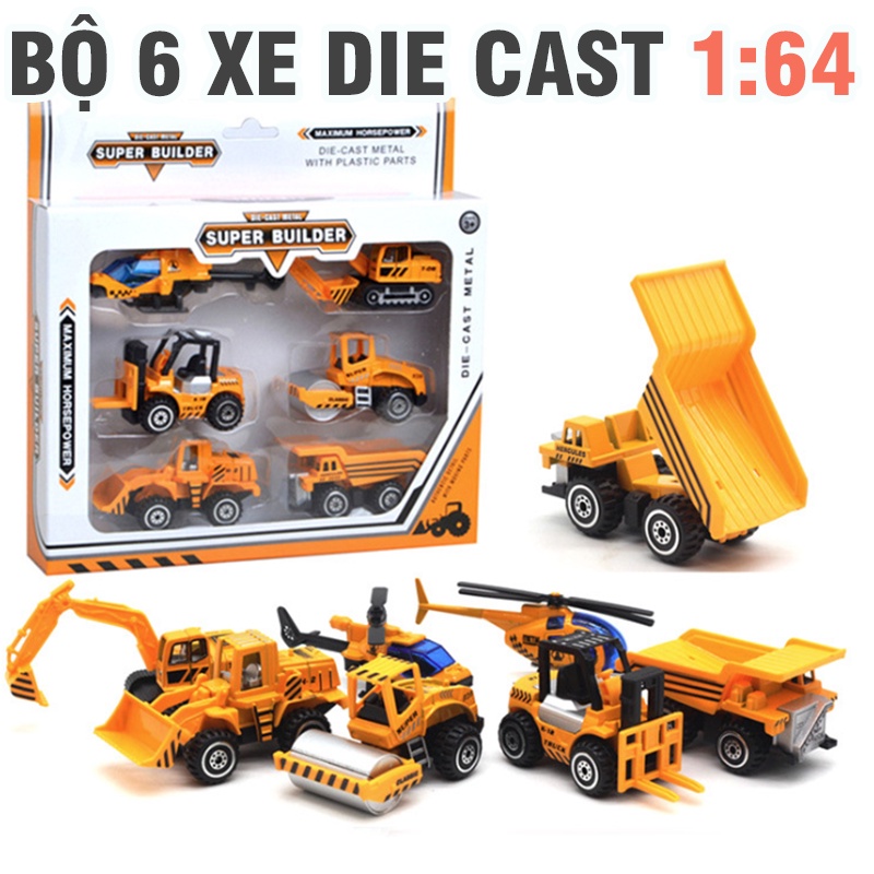 Children's toy mini die cast construction car set includes 6 cars ...