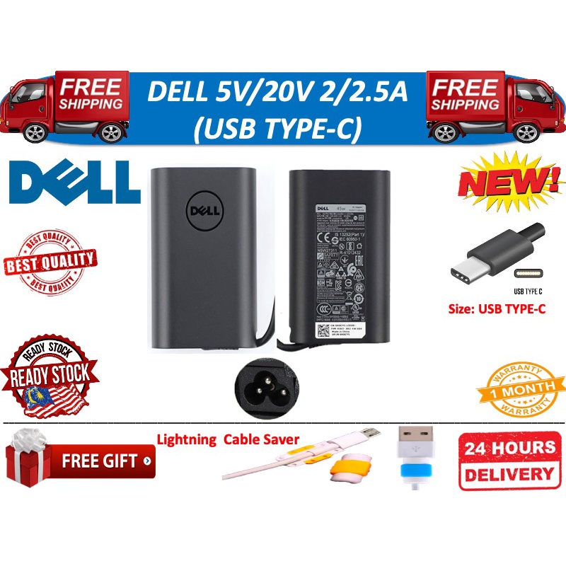Original Dell 45W 5V/20V 2/2.5A USB Type C Chromebook 13 -3380 ...