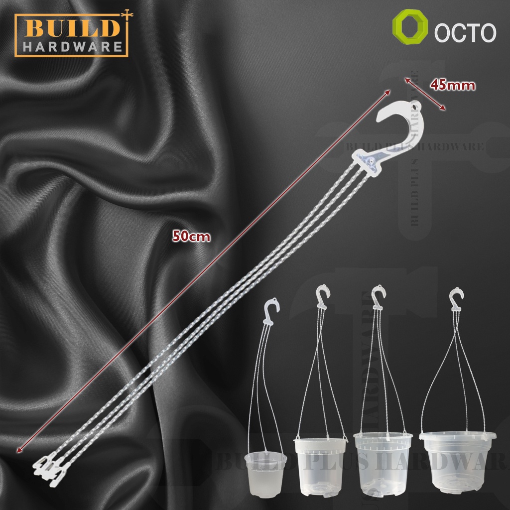 OCTO Plastic Plant Flower Pot Transparent 120/150/170/220 Saucer Hanger ...