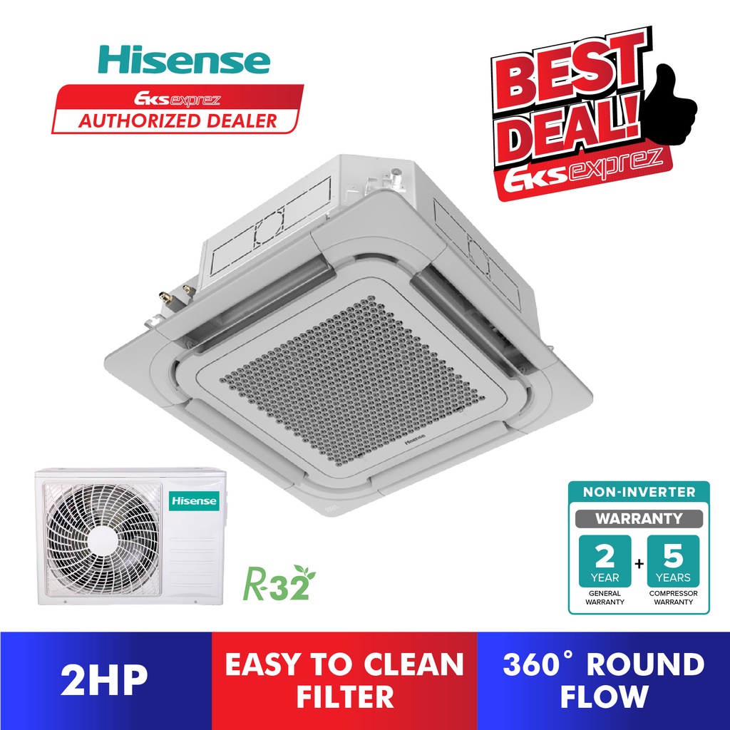 [FREE SHIPPING] Hisense R32 NON-INVERTER Ceiling Cassette Aircond ...