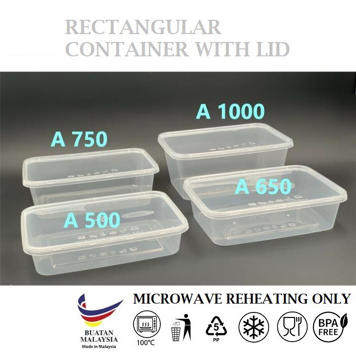 [ LOCAL READY STOCKS ] Microwave Reheating Plastic Rectangular Food ...