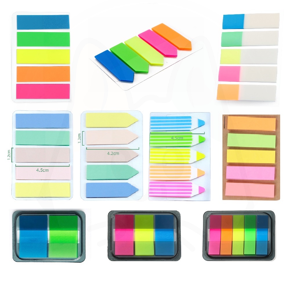 YUME 2/3/5 Colour PVC PAPER Sticky Notes Transparent Fluorescent ...