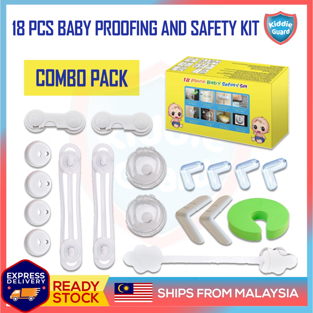 18 Pcs Baby Safety Kit (No Drilling) Locks for Cabinets Fridge Drawers ...