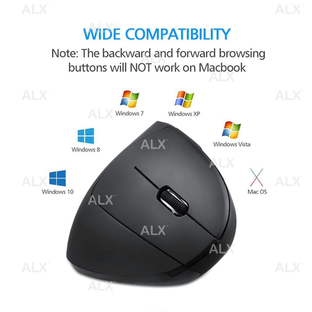 ALX Rechargeable 2.4G Wireless Ergonomic Vertical Mouse 1600 DPI ...