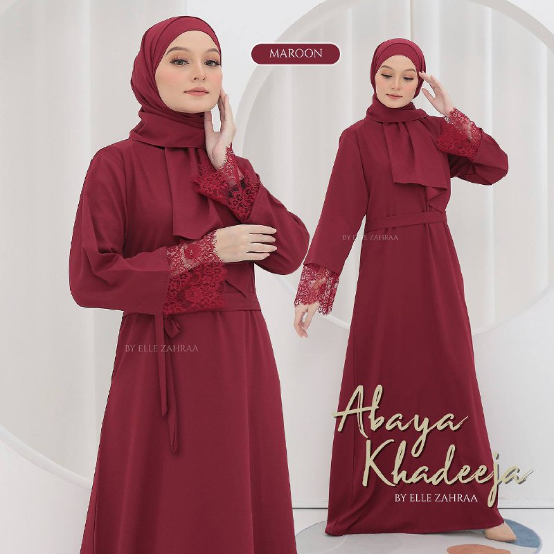 ELLE ZAHRAA | BEST SELLING ABAYA KHADEEJA | LACE SERIES| NURSING | Shopee Malaysia