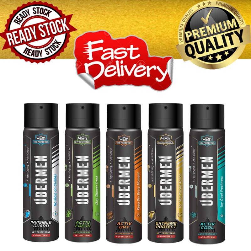 uber Men Deodorant Body Spray 150ml Antiperspirant Antibacterial 48h ...