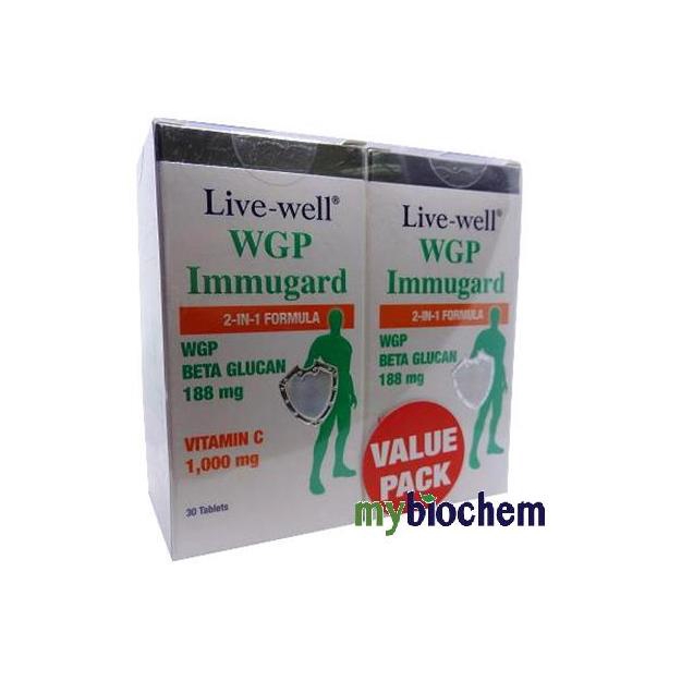 Live-Well WGP Immugard Beta Glucan (1000mg X 30s X 2) FREE Vitamin Pill ...