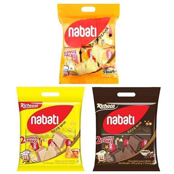 Nabati Wafer 360g Family Pack - Chocolate / Cheese / Peanut | Shopee Malaysia