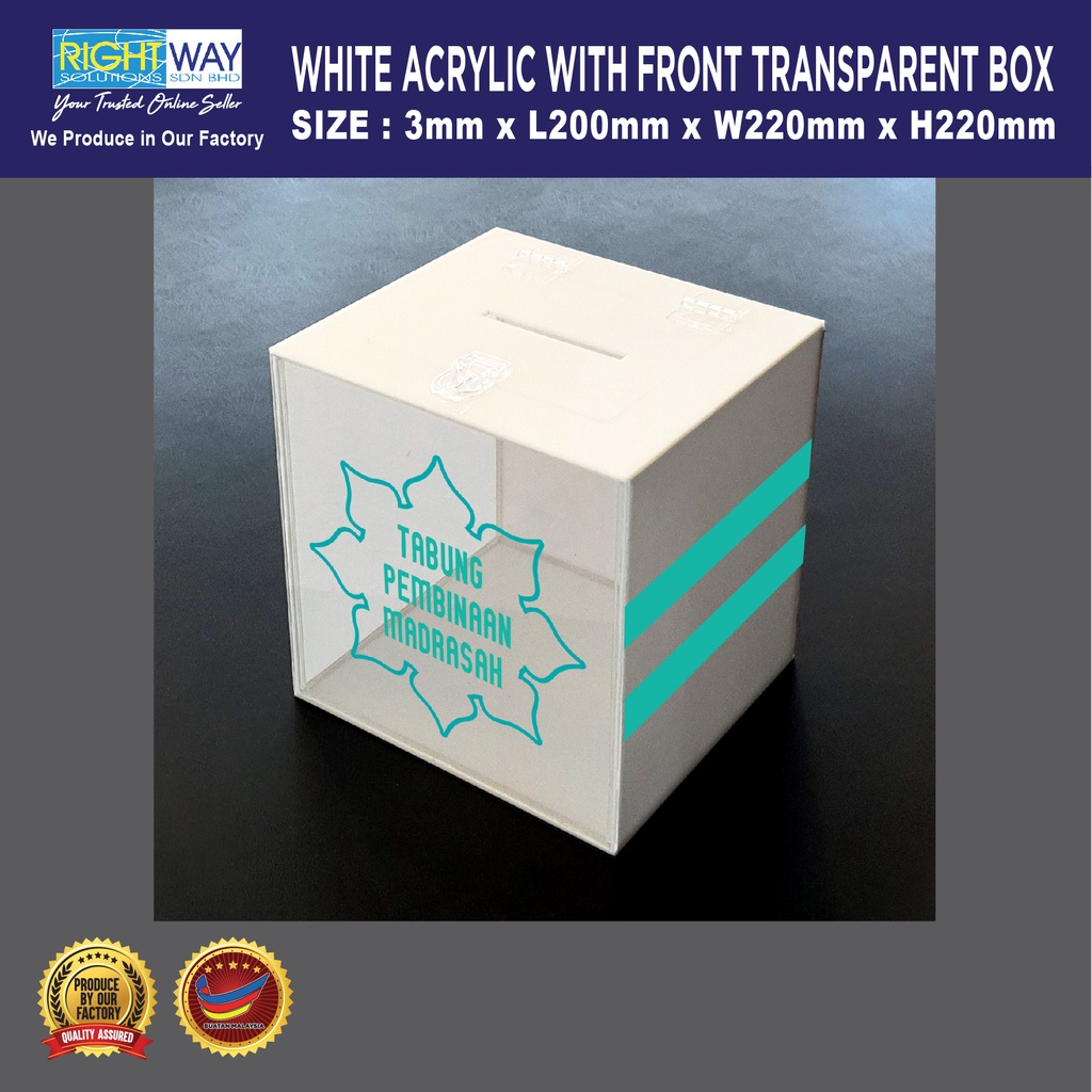 ACRYLIC DONATION BOX I TABUNG PEMBINAAN MADRASAH I SIZE : 3MM X L200MM ...