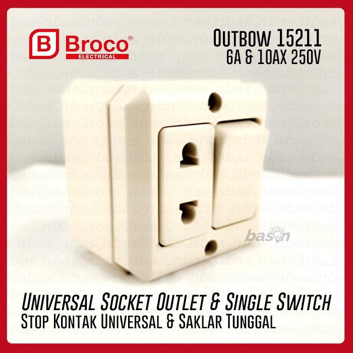 Broco 15211 Universal Socket Outlet w/ 1 Gang Switch | Outbow | Shopee ...