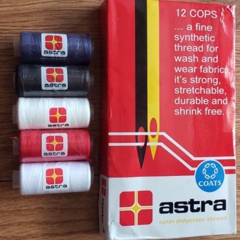 HITAM MERAH PUTIH Astra Sewing Thread Black Navy White Red Neutral 500 ...