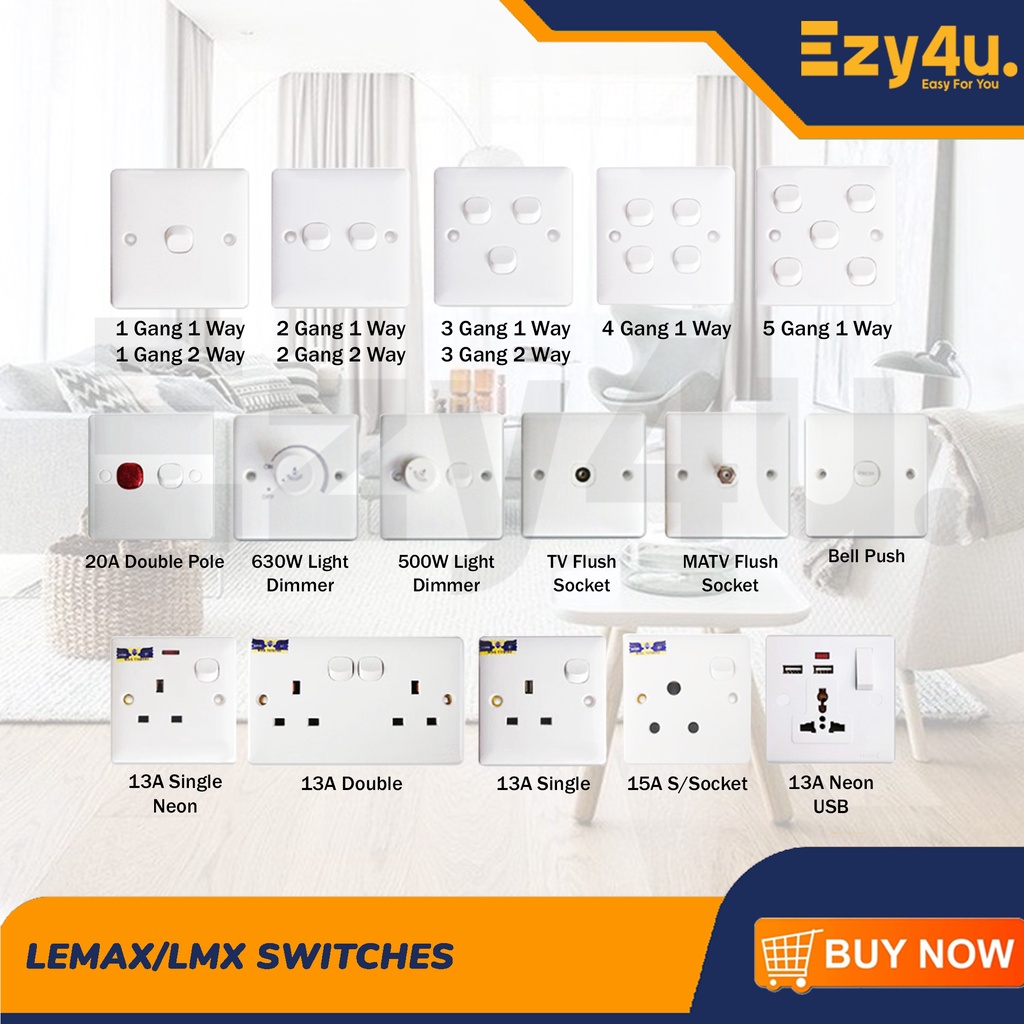 [SIRIM] LMX 10A 13A 15A 20A Wall Switch Socket Door Bell Switch Aircond ...