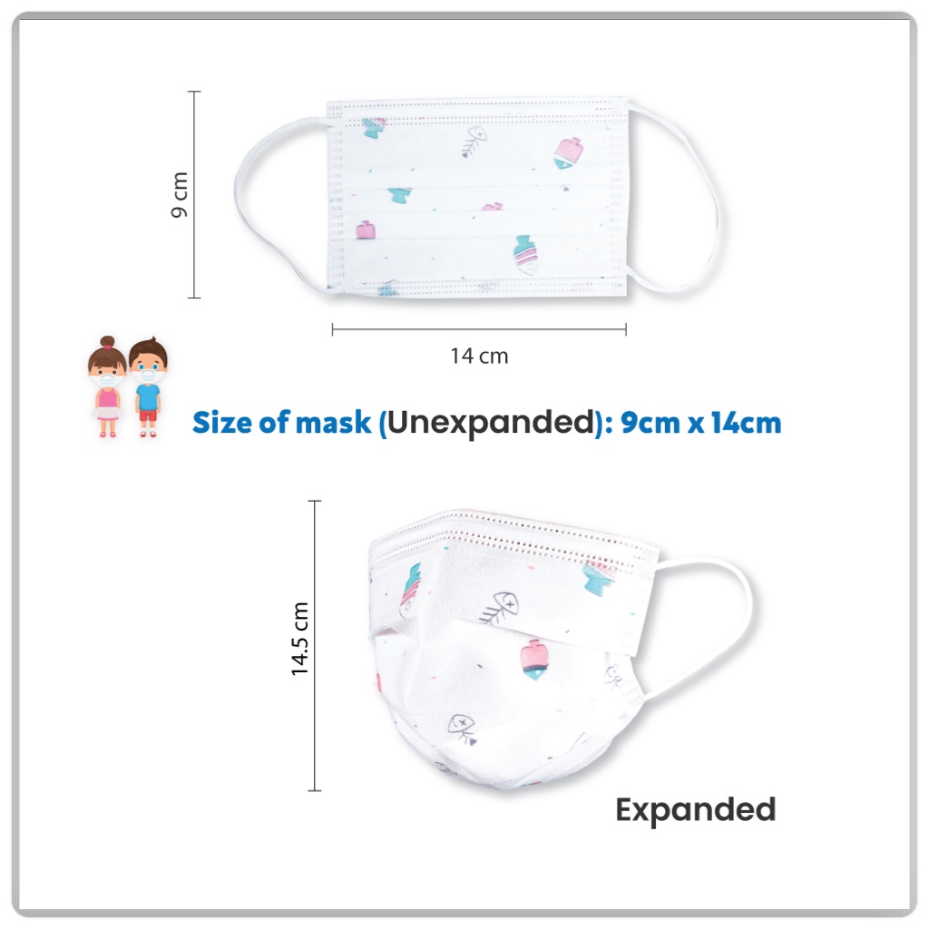 Children Face Mask 3 Ply White Fish (10pcs) - (Non-medical / PPE ...