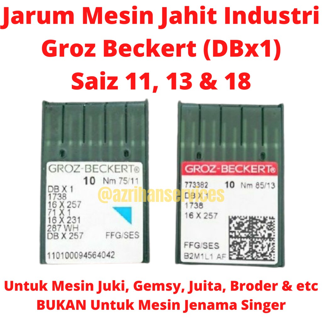 Jarum DB Groz Beckert Saiz 11 13 18 BUKAN Untuk Mesin Industri Singer ...