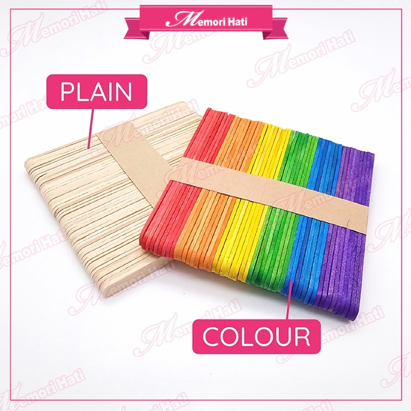 50pcs Plain & Colour Ice Cream Sticks / Batang Aiskrim | Shopee Malaysia