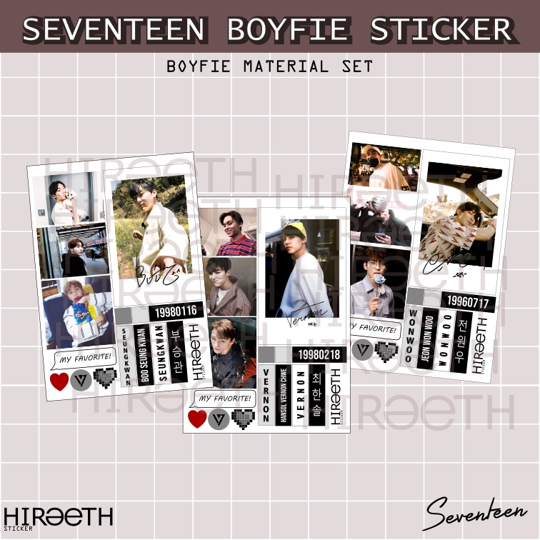 Pt2 Seventeen Boyfie Stickers Material Aesthetic Sticker Cute Seventeen ...