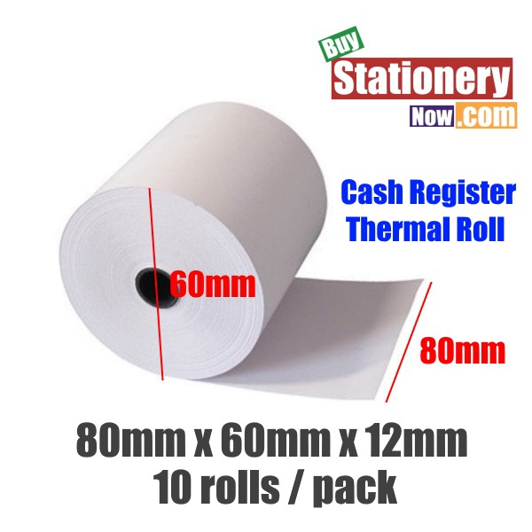 Cash Register Thermal Paper Roll 80mm x 60mm x 12mm (10 rolls/pack ...