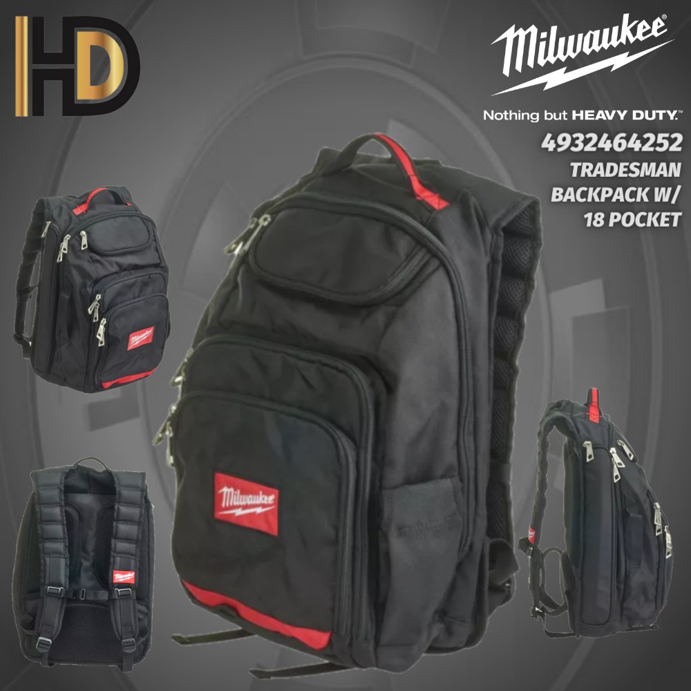 Milwaukee Tradesman Backpack With 18 Pockets 4932464252 | Shopee Malaysia