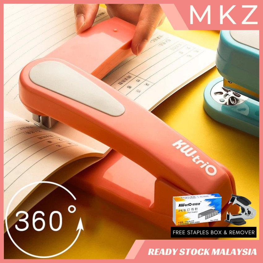 READY STOCK 360 Rotation Stapler Gun Stationery Mini Office Stapler ...