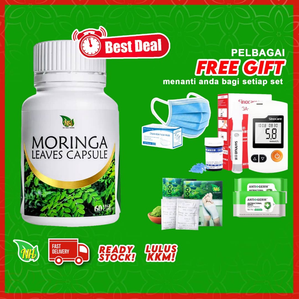 MORINGA LEAVES CAPSULE UBAT KENCING MANIS GAUT KOLESTROL DARAH TINGGI ...