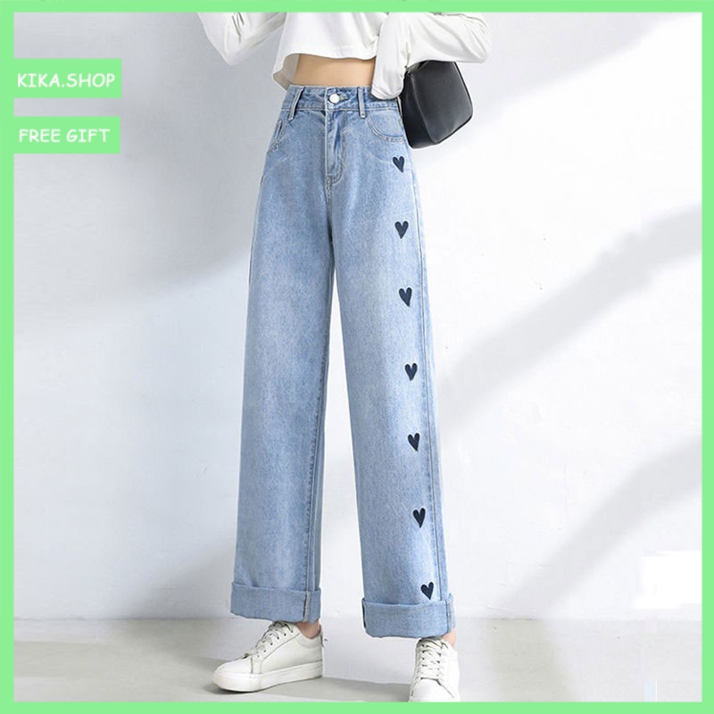 RAYA! 220909 Women's light-colored soft jeans wide-leg pants | Shopee ...