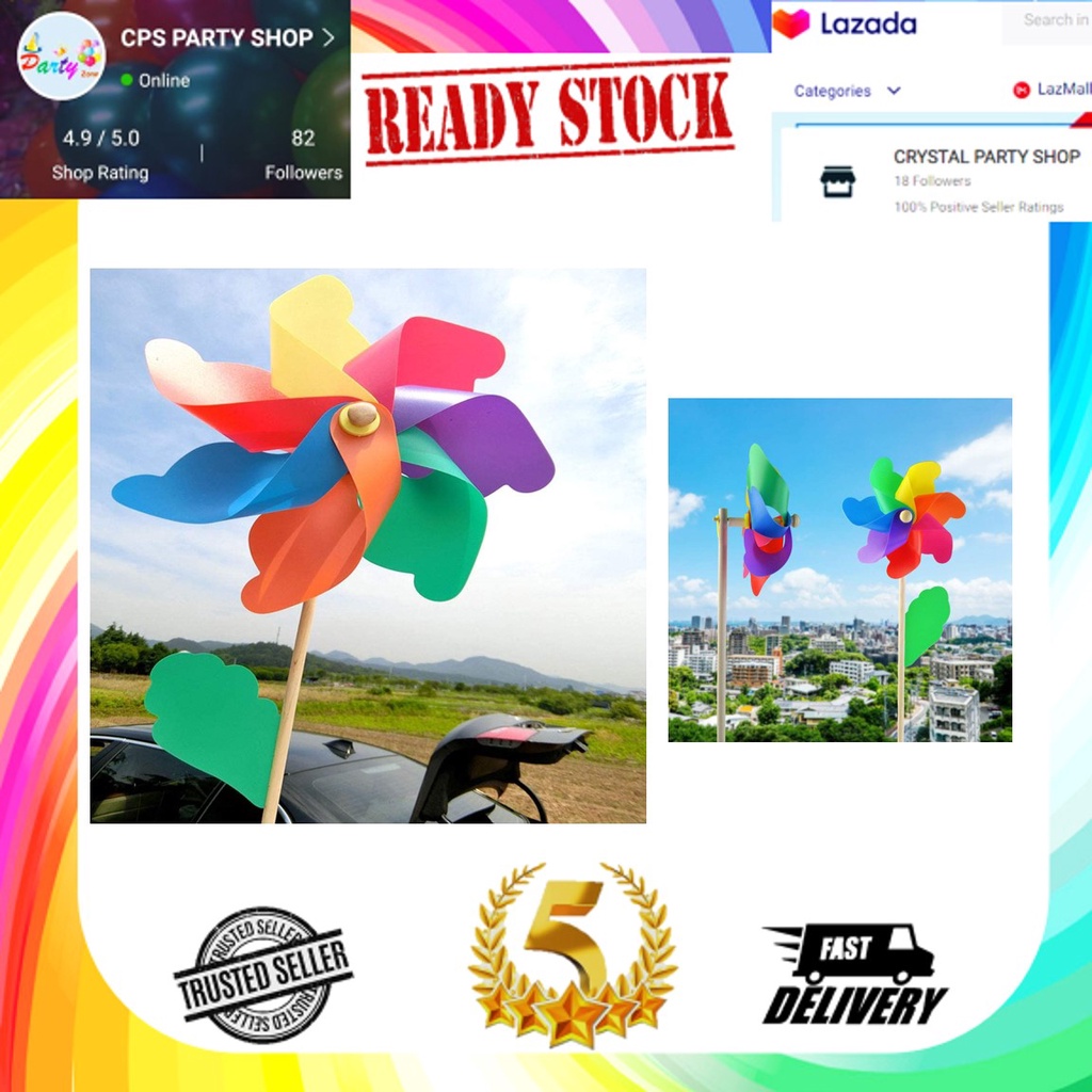 Colourful Windmill Stick - Wind Wheel - Colourful Decoration READT ...