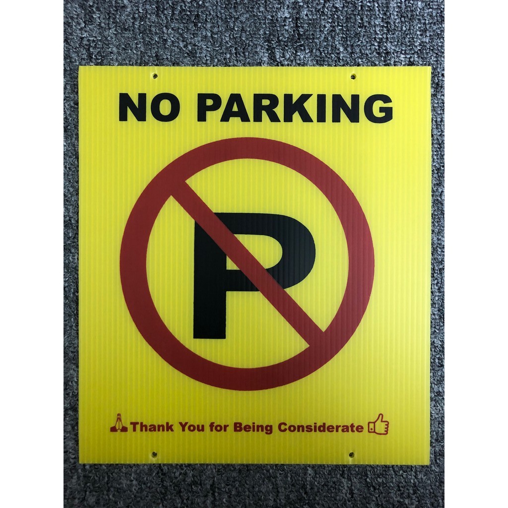 NO PARKING signboard (White/Yellow) from Impraboard 10.5"x10" (27x25cm ...